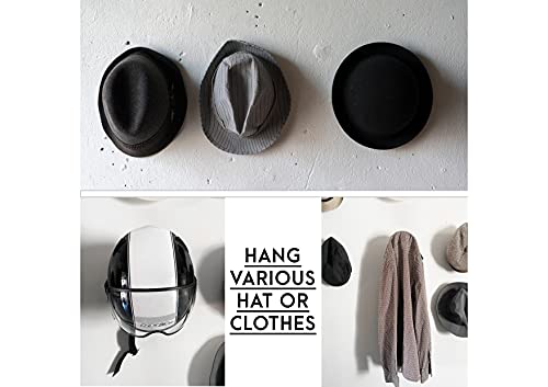 Hat Rack - 4 Pcs - Wall Mounted Display Rack- Multifunctionnal Helmet Rack- Black Painted Steel Hanging Hat Rack - Wall Rack for Hat, Helmet & Coat - Cap Holder Organizer for Bedroom, Entryway...