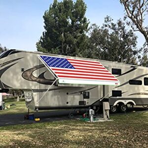 Leaveshade RV Awning Fabric Replacement Camper Trailer Awning Fabric Super Heavy Vinyl Coated Polyester 15'3''(Fit for 16' Awning)-USA Flag (Custom Looking)