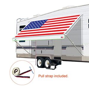 Leaveshade RV Awning Fabric Replacement Camper Trailer Awning Fabric Super Heavy Vinyl Coated Polyester 15'3''(Fit for 16' Awning)-USA Flag (Custom Looking)