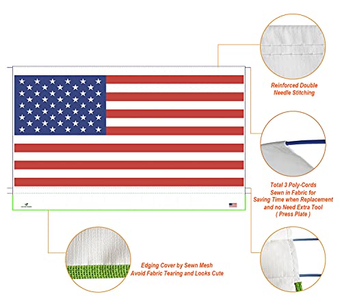 Leaveshade RV Awning Fabric Replacement Camper Trailer Awning Fabric Super Heavy Vinyl Coated Polyester 15'3''(Fit for 16' Awning)-USA Flag (Custom Looking)