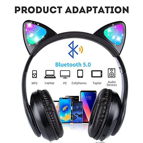 ONXE Kids Bluetooth Headphones, Over Ear Wireless Headsets with Microphone for Boys Girls Teens up to 10 Hours Playtime, with HD Stereo Sound, for iPad, Cellphone, Tablet, PC (Black)