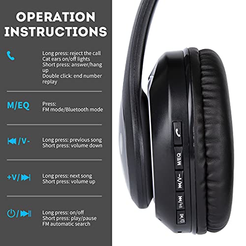 ONXE Kids Bluetooth Headphones, Over Ear Wireless Headsets with Microphone for Boys Girls Teens up to 10 Hours Playtime, with HD Stereo Sound, for iPad, Cellphone, Tablet, PC (Black)