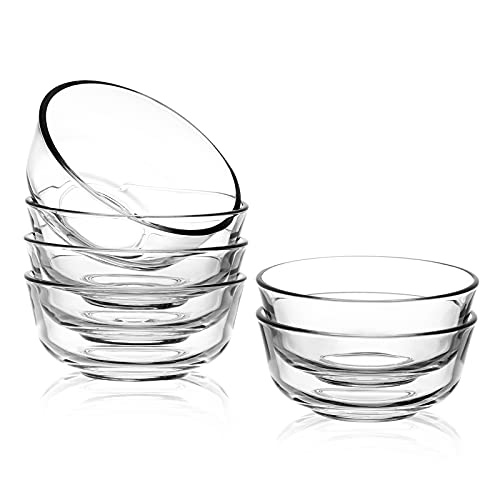 SWEEJAR 8 oz Glass Bowls Set(6 pack),Small Bowls for Kitchen,Dessert Bowls for Ice Cream,Snack Bowls,Side Dishes,Small Serving Bowls for Dipping,Prep