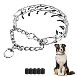 dog prong collar,choke collar for dogs pinch training collar,detachable adjustable choke collar with comfort rubber tips, metal adjustable large middle dog pet pinch collar