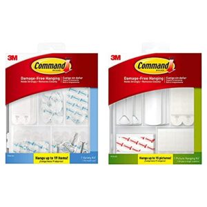 command clear variety kit, hooks and strips to hang up to 19 items, organize damage-free & picture hanging kit, indoor use, hangs up to 15 pictures