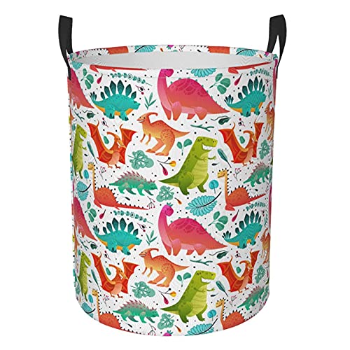 Laundry Basket,Dinosaur Seamless Pattern Dino Textile Print,Collapsible Laundry Baskets,Clothes Hampers For Laundry,Laundry Bin Waterproof Lining-Small