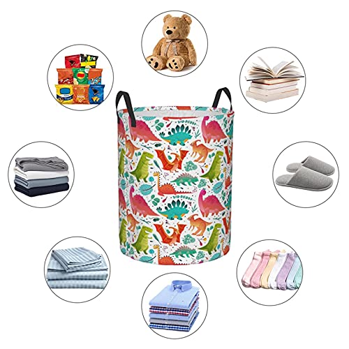 Laundry Basket,Dinosaur Seamless Pattern Dino Textile Print,Collapsible Laundry Baskets,Clothes Hampers For Laundry,Laundry Bin Waterproof Lining-Small