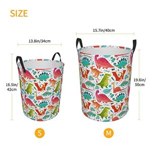 Laundry Basket,Dinosaur Seamless Pattern Dino Textile Print,Collapsible Laundry Baskets,Clothes Hampers For Laundry,Laundry Bin Waterproof Lining-Small