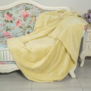 Devirld Soft Throw Blanket Fleece Blanket Fluffy Blankets Warm Plush Fuzzy Throws for Couch Bed Sofa, Yellow, Throw(50"x60")