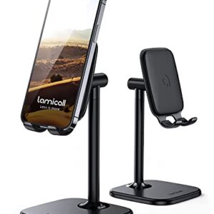 Lamicall Cell Phone Stand for Desk - Adjustable Mobile Phone Holder Dock for Table, Desktop, Office, Compatible with iPhone 13 12 11 X Xr Pro Max 8 7 6 Plus, iPad Mini, 4-10'' Cellphone and Tablets