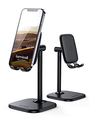 Lamicall Cell Phone Stand for Desk - Adjustable Mobile Phone Holder Dock for Table, Desktop, Office, Compatible with iPhone 13 12 11 X Xr Pro Max 8 7 6 Plus, iPad Mini, 4-10'' Cellphone and Tablets