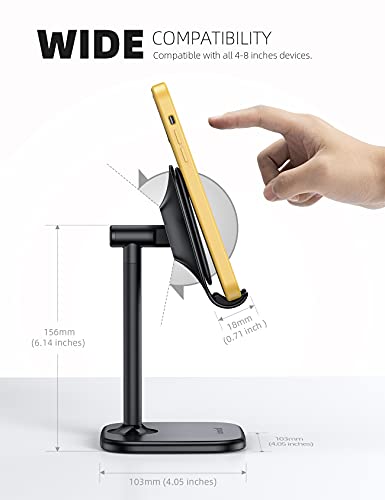 Lamicall Cell Phone Stand for Desk - Adjustable Mobile Phone Holder Dock for Table, Desktop, Office, Compatible with iPhone 13 12 11 X Xr Pro Max 8 7 6 Plus, iPad Mini, 4-10'' Cellphone and Tablets