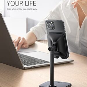 Lamicall Cell Phone Stand for Desk - Adjustable Mobile Phone Holder Dock for Table, Desktop, Office, Compatible with iPhone 13 12 11 X Xr Pro Max 8 7 6 Plus, iPad Mini, 4-10'' Cellphone and Tablets