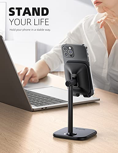 Lamicall Cell Phone Stand for Desk - Adjustable Mobile Phone Holder Dock for Table, Desktop, Office, Compatible with iPhone 13 12 11 X Xr Pro Max 8 7 6 Plus, iPad Mini, 4-10'' Cellphone and Tablets