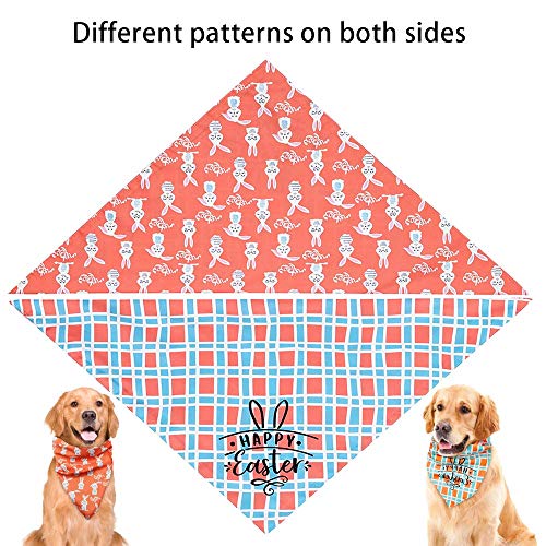 Easter Dog Bandana 2 Pack, Double Printing Double-Layer Washable Triangle Dog Scarfs, 4 Styles Decorations Bandana, Suitable Small Medium Large Dog Cat Pet