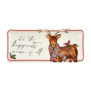 mud pie mini dolomite christmas dish, deer, 4" x 9.25"