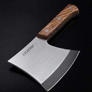 LICAIDAO Meat Cleaver Heavy Duty Axes Butcher Knife Bone Breaker for Meat and Bone Chopper cutter breaker Traditional Forged Cleaver for Meat and Bone Chopping Knife Axes for Home Kitchen Restaurant