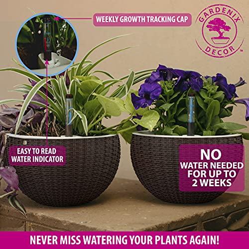 GARDENIX DECOR 7.5'' Self Watering Hanging planters for Indoor Plants - Flower Pot with Water Level Indicator for Plants, Hanging pots - Self Watering Planter Plant Pot- Coco Coir - 2 Pack (Brown)