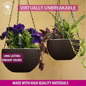 GARDENIX DECOR 7.5'' Self Watering Hanging planters for Indoor Plants - Flower Pot with Water Level Indicator for Plants, Hanging pots - Self Watering Planter Plant Pot- Coco Coir - 2 Pack (Brown)