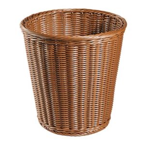 vosarea 1pc plastic wastebasket simulated rattan woven trash basket home garbage container wastebasket retro waste bin (imitated rattan style)