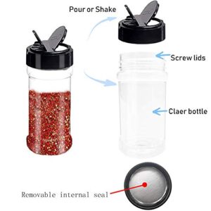 16 PCS 3.5oz Plastic Seasoning Containers with Black Screw Lids to Pour or Shake,Portable Empty Clear Spice Jars,Storage Seasoning Containers for Spice,Powders,Peppers