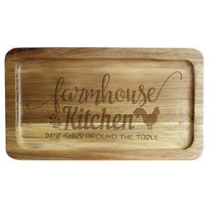 farmhouse kitchen funny acacia wooden rectangular serving tray, farmhouse platter, dessert appetizer plates, salad plates,for fruit, cookie, platter, bread vegetable, food