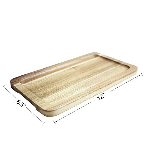 Farmhouse Kitchen Funny Acacia Wooden Rectangular Serving Tray, Farmhouse Platter, Dessert Appetizer Plates, Salad Plates,for Fruit, Cookie, Platter, Bread Vegetable, Food