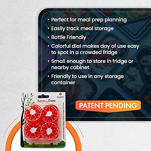 Dately Food Storage Planner | Save the Date for Leftovers | Meal Prep Planning Indicator for Kitchen Food Containers, Snacks and Food Freshness, 8 PK