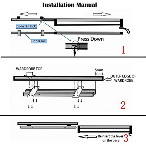 Closet Clothes Hanger Rail,Pull-Out Closet Rod 30-60cm,Wardrobe Clothing Rail,Closet Organizer Rack for Pants and Coat (600MM/23.6INCH)