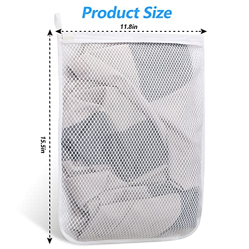 BAGAIL HoneyComb Laundry bag for Delicates, Mesh Wash Bag with Premium Zipper, Blouse, Hosiery, Underwear, Clothing, Travel Storage Organize Bag, Have Hanger Loops (White, 1 Medium)