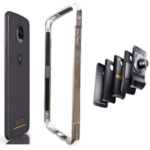 giofiire case moto z4 moto mods compatible, aluminum bumper frame cove with 4 corner rubber shockproof for motorola moto z4 (silver, moto z4)