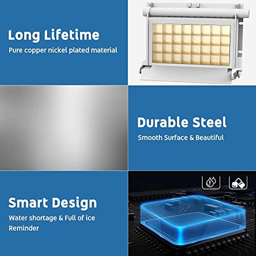 Commercial Ice Maker Machine, OYLUS 70 lbs/24H Stainless Steel Ice Cube Machine with 10 lbs Bin Ice Storage Capacity Easy Control Under Counter Free Standing for Home, Bar and Offices 120V