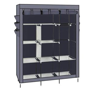 savins 69" high-leg non-woven fabric assembled cloth wardrobe grey