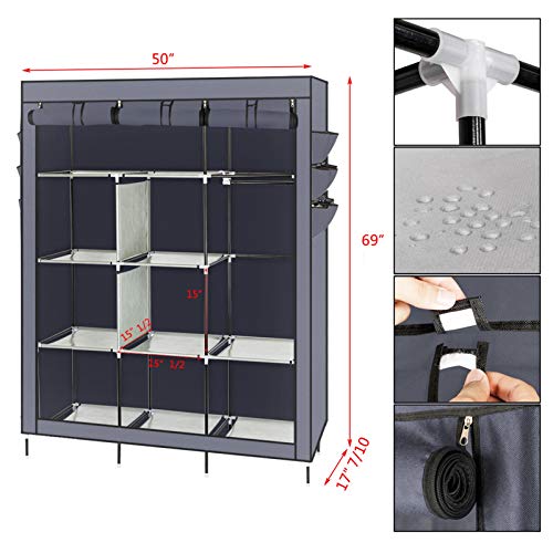 Savins 69" High-Leg Non-Woven Fabric Assembled Cloth Wardrobe Grey