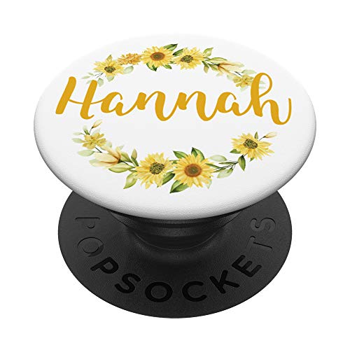 Hannah Personalized Cute Sunflower Girls PopSockets PopGrip: Swappable Grip for Phones & Tablets