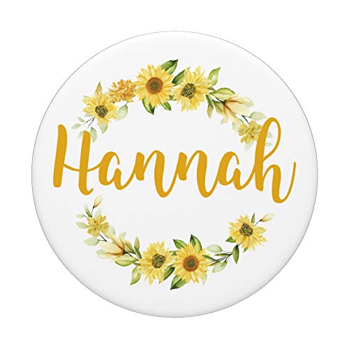 Hannah Personalized Cute Sunflower Girls PopSockets PopGrip: Swappable Grip for Phones & Tablets