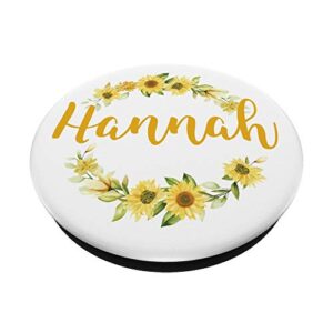 Hannah Personalized Cute Sunflower Girls PopSockets PopGrip: Swappable Grip for Phones & Tablets