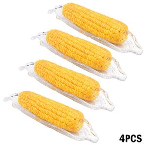 4 Pack Plastic Corn Trays Transparent Corn Dishes, Corn On The Cob Plastic Tray, Corn Holders on the Cob Skewers Cob Dinnerware (Clear)