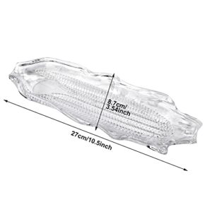 4 Pack Plastic Corn Trays Transparent Corn Dishes, Corn On The Cob Plastic Tray, Corn Holders on the Cob Skewers Cob Dinnerware (Clear)