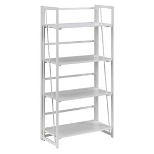 Convenience Concepts Xtra Folding 4-Tier Bookshelf, White/White