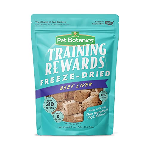 Pet Botanics Freeze Dried Training Rewards Puppy and Dog Treats, Made in The USA, Low Calorie Single Ingredient, Grain Free Beef Liver, 6 oz.