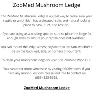 DBDPet Naturalistic Mushroom Ledge (Small) - Includes Attached Pro-Tip Guide - Great for Crested Geckos, Leachies, Day Geckos, Anoles, and More!