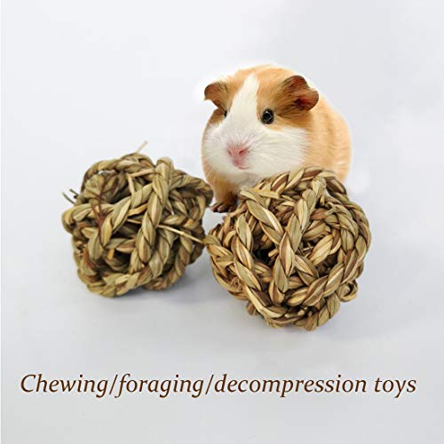 Small Animal Ball Toy,Rabbit Activity Toy,Small Animal Chew Toys Grass Ball for Hamsters Gerbils Bunny Rabbit Guinea Pig Chinchilla(15 Pcs)