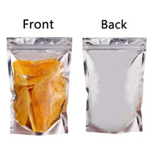 Stand Up Pouch Bags for Food - 100 Pack Resuable Food Storage bag, 14 X 20 cm (5.5 x 8 Inches), Clear Front with Aluminum Foil Back