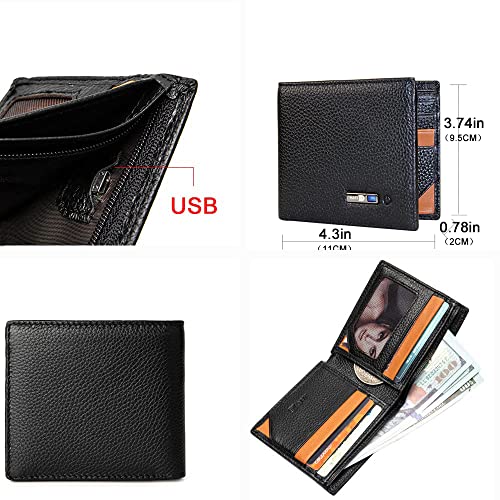 Anti-Lost Bluetooth Wallet Tracker & Finder GPS Position Locator Mens Slim Minimalist trackable Cool Leather Wallet Credit Card Holder Gifts with Box