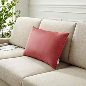 modway enhance lumbar performance velvet accent throw pillow, 16" x 24", blossom