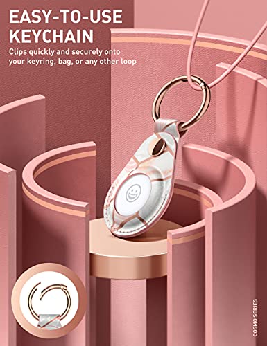 i-Blason Cosmo AirTag Keychain Case, Stylish Protective Case Holder with Keychain Ring for Apple AirTag 2021 (1 Pack Marble)