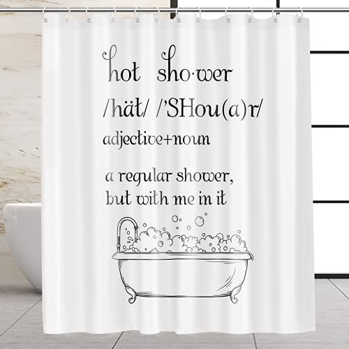 VEGA U Funny Fabric Shower Curtain for Bathroom, Cute Quote Bath Decor with Hooks, Hotel Quality, 72x72 Inch