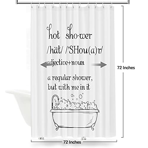 VEGA U Funny Fabric Shower Curtain for Bathroom, Cute Quote Bath Decor with Hooks, Hotel Quality, 72x72 Inch