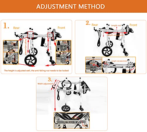 YUEG Dog Wheelchair Four Wheels Adjustable Pet Wheelchair Dogs Front and Hind Leg Rehabilitation Cart Paralyzed Pet Walk Assistant for Handicapped Small Medium Large Dogs L